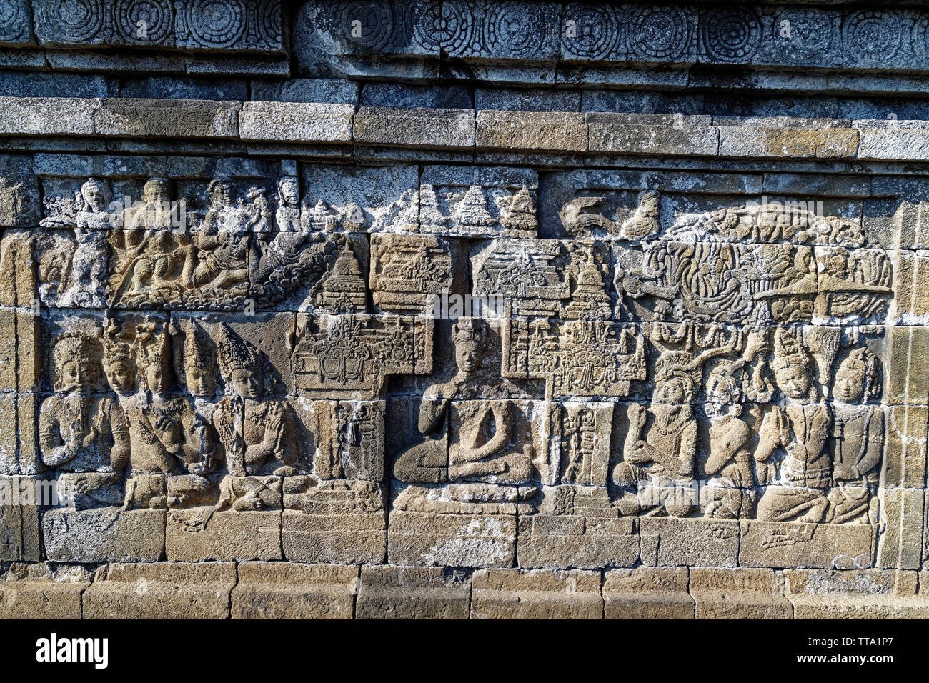 Borobudur, Central Java, Indonesia. 7th May, 2019. Relief panel of 9th ...