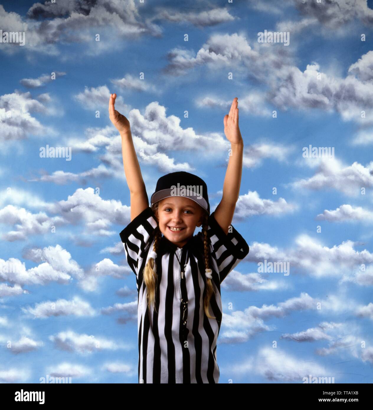 Young girl Football referee touchdown Stock Photo - Alamy