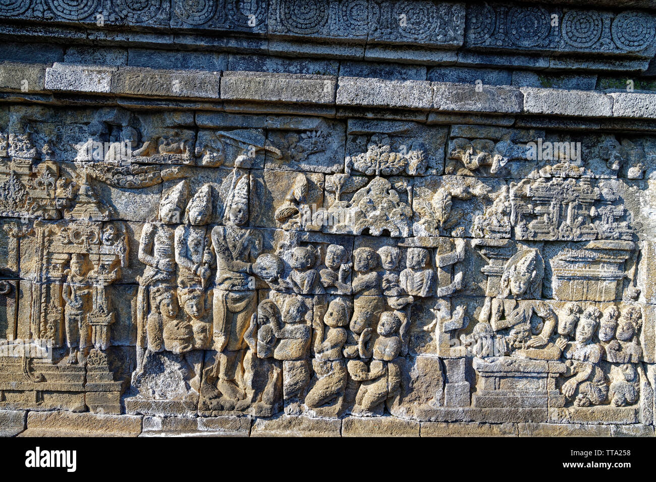 Borobudur, Central Java, Indonesia. 7th May, 2019. Relief panel of 9th ...