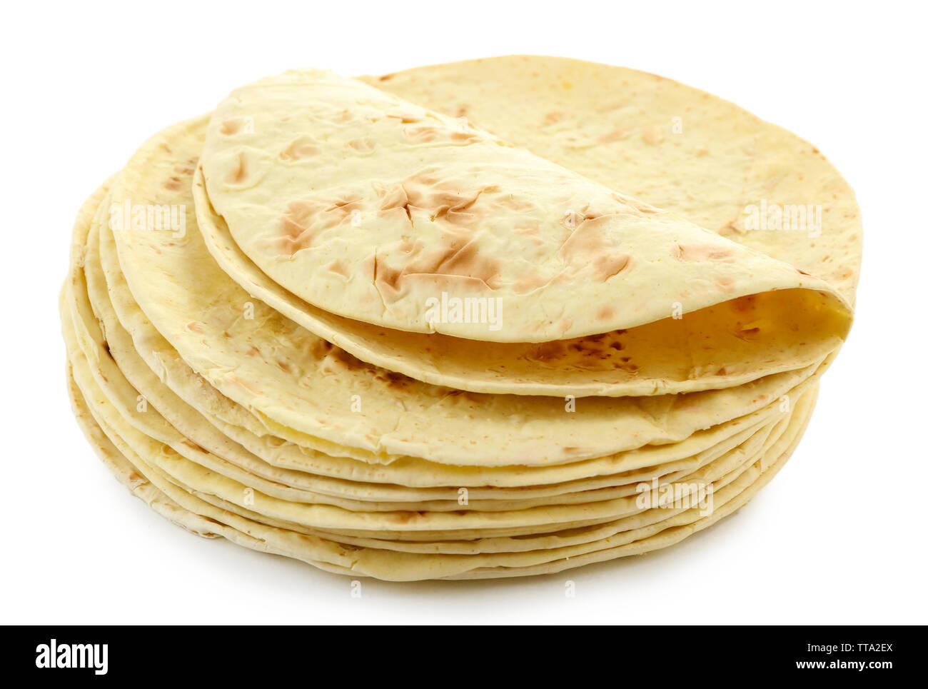 Flour tortillas isolated on white Stock Photo - Alamy