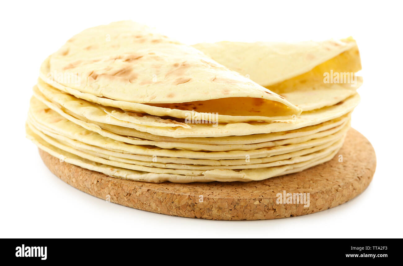 Flour tortillas isolated on white Stock Photo - Alamy