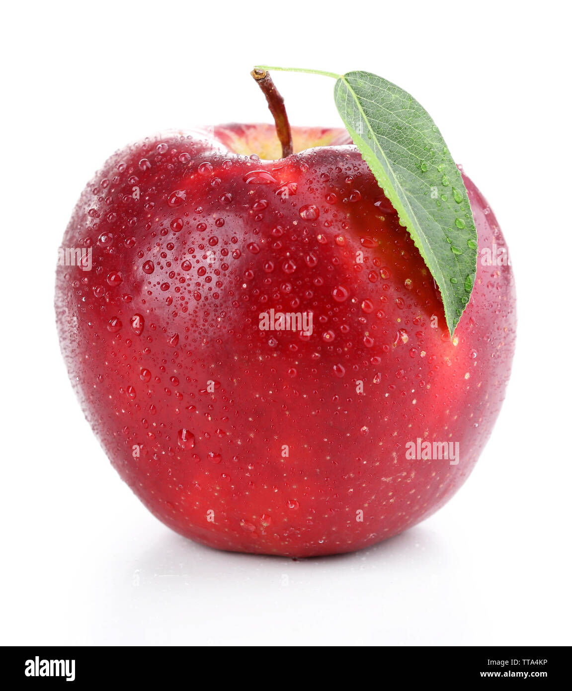 Red apple with leaf isolated on white Stock Photo - Alamy
