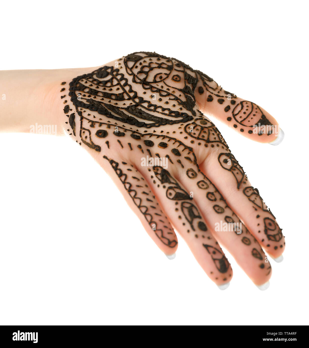 Henna on female hand isolated on white Stock Photo - Alamy