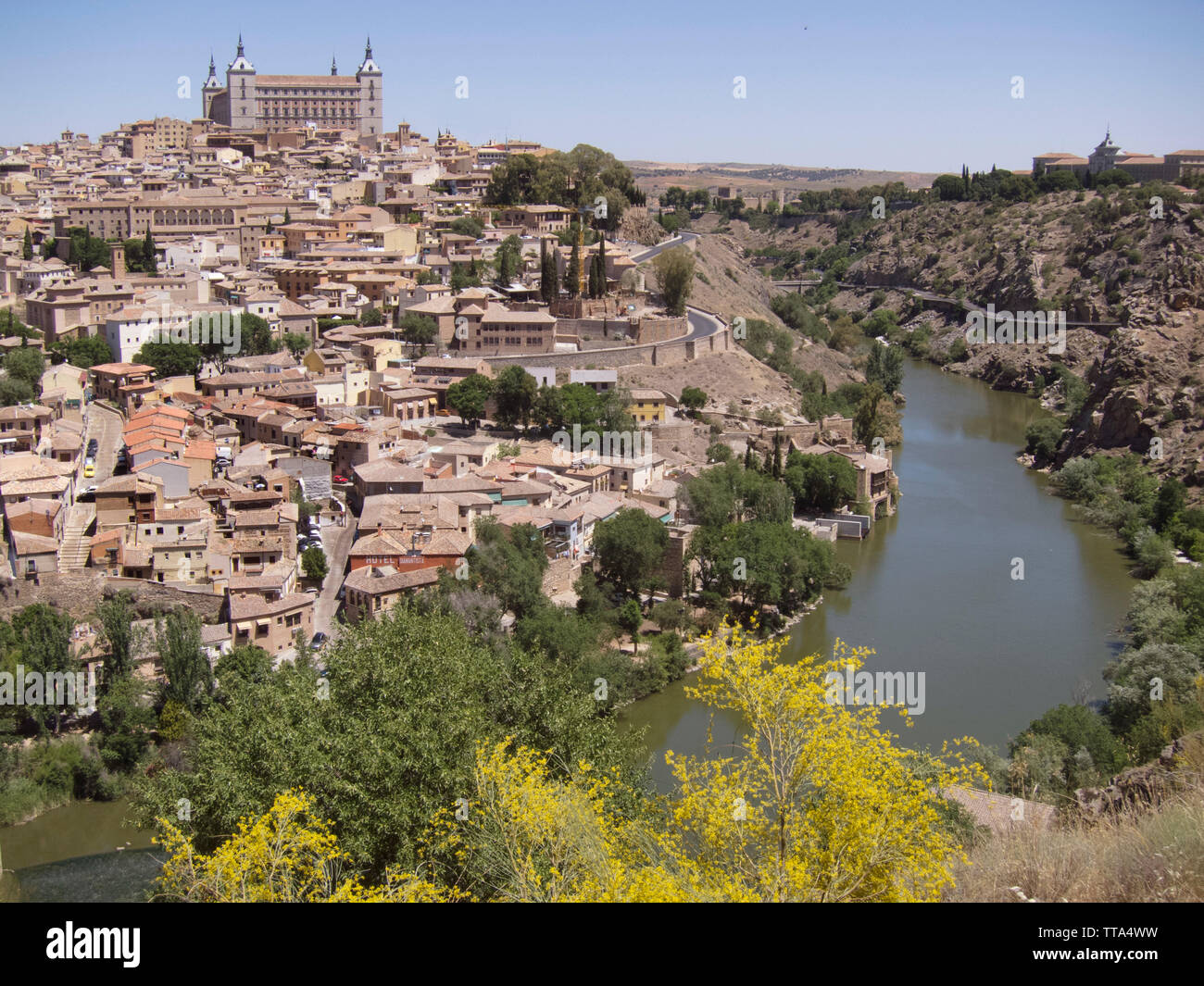 Overview of city of Toledo and Tagus River. Toledo, Spain Stock Photo ...