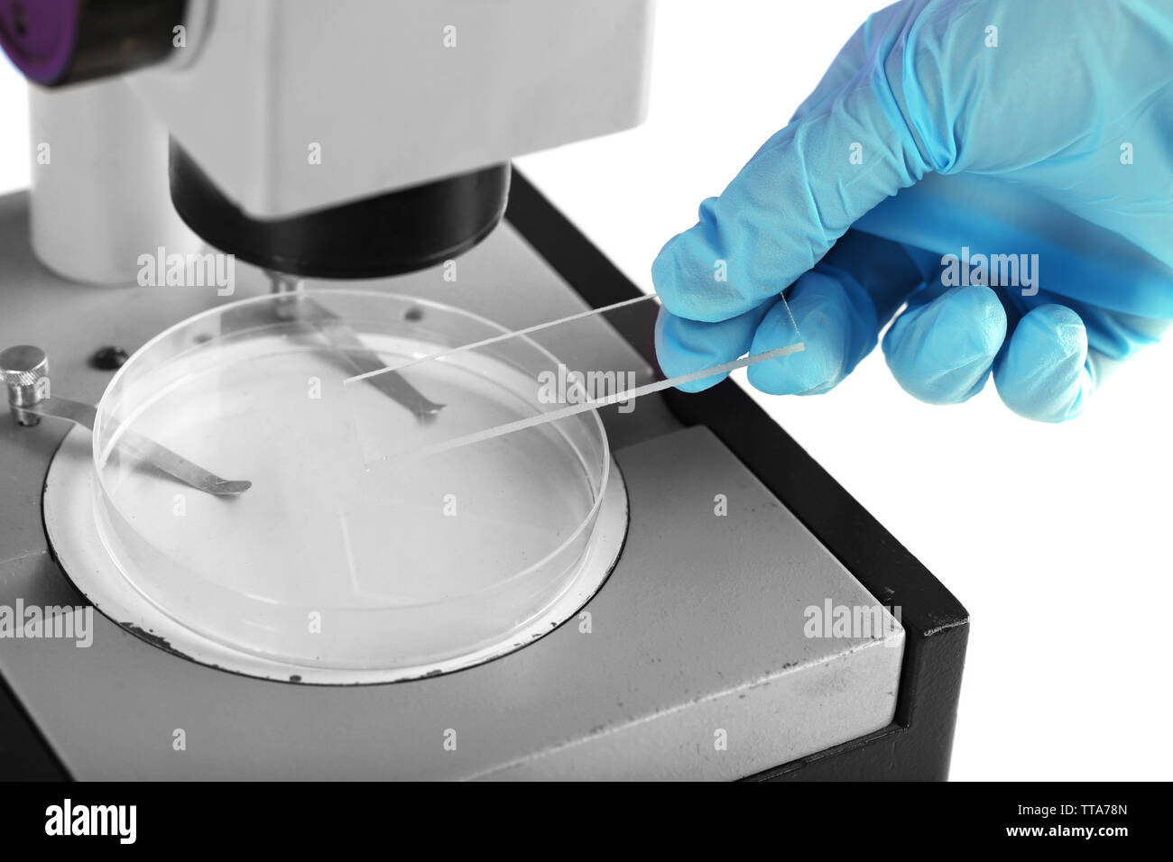 Scientist working with microscope in laboratory Stock Photo - Alamy