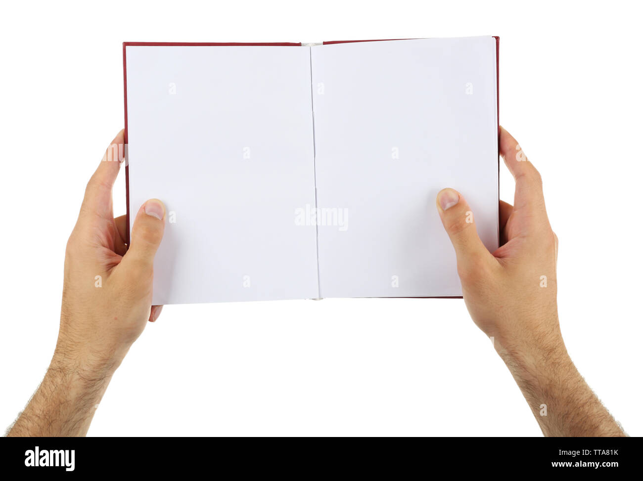 Male hands holding book isolated on white Stock Photo - Alamy