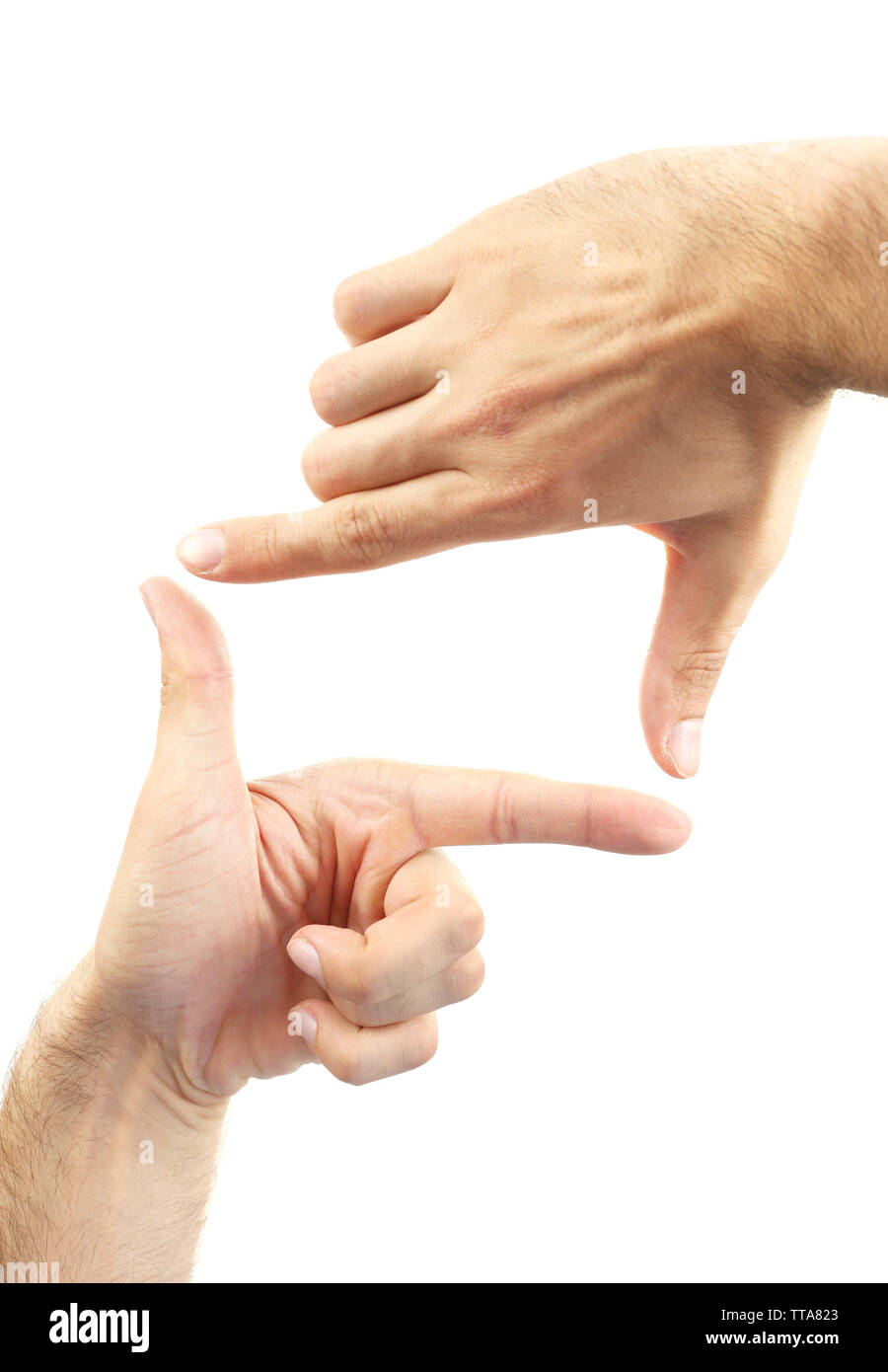 Male hands making frame isolated on white Stock Photo - Alamy