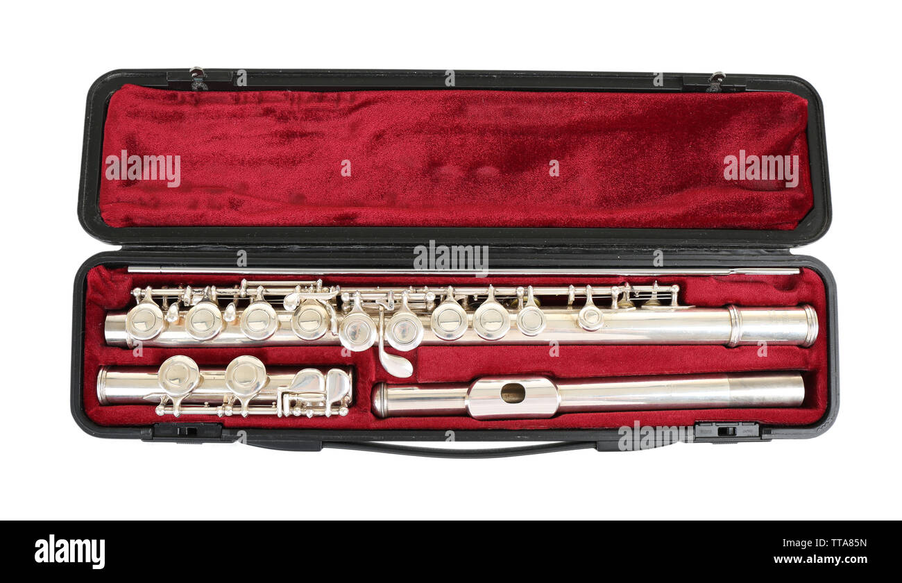 Flute in case isolated on white Stock Photo - Alamy