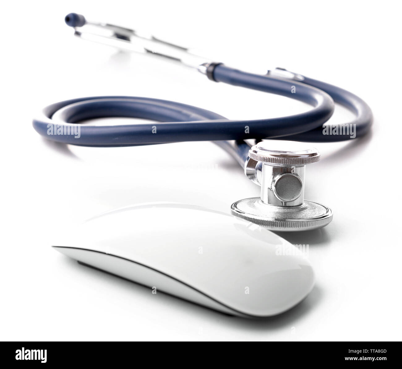 Medical stethoscope with computer mouse isolated on white Stock Photo ...