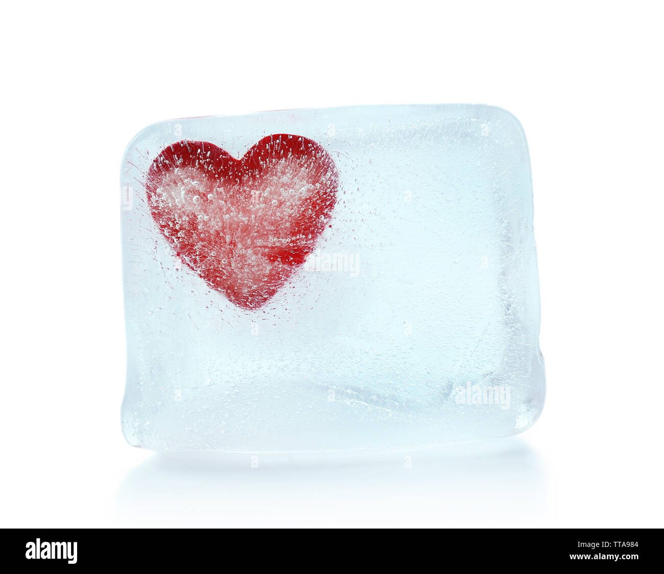 Red heart in ice cube isolated on white Stock Photo - Alamy