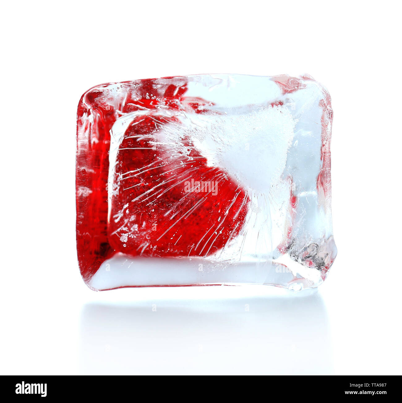 Red heart in ice cube isolated on white Stock Photo - Alamy