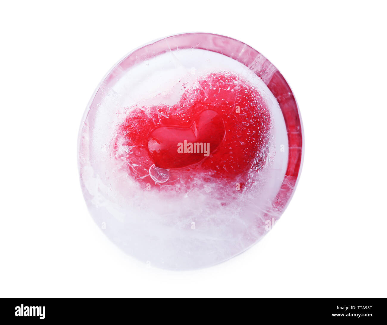 Red heart in ice cube isolated on white Stock Photo - Alamy