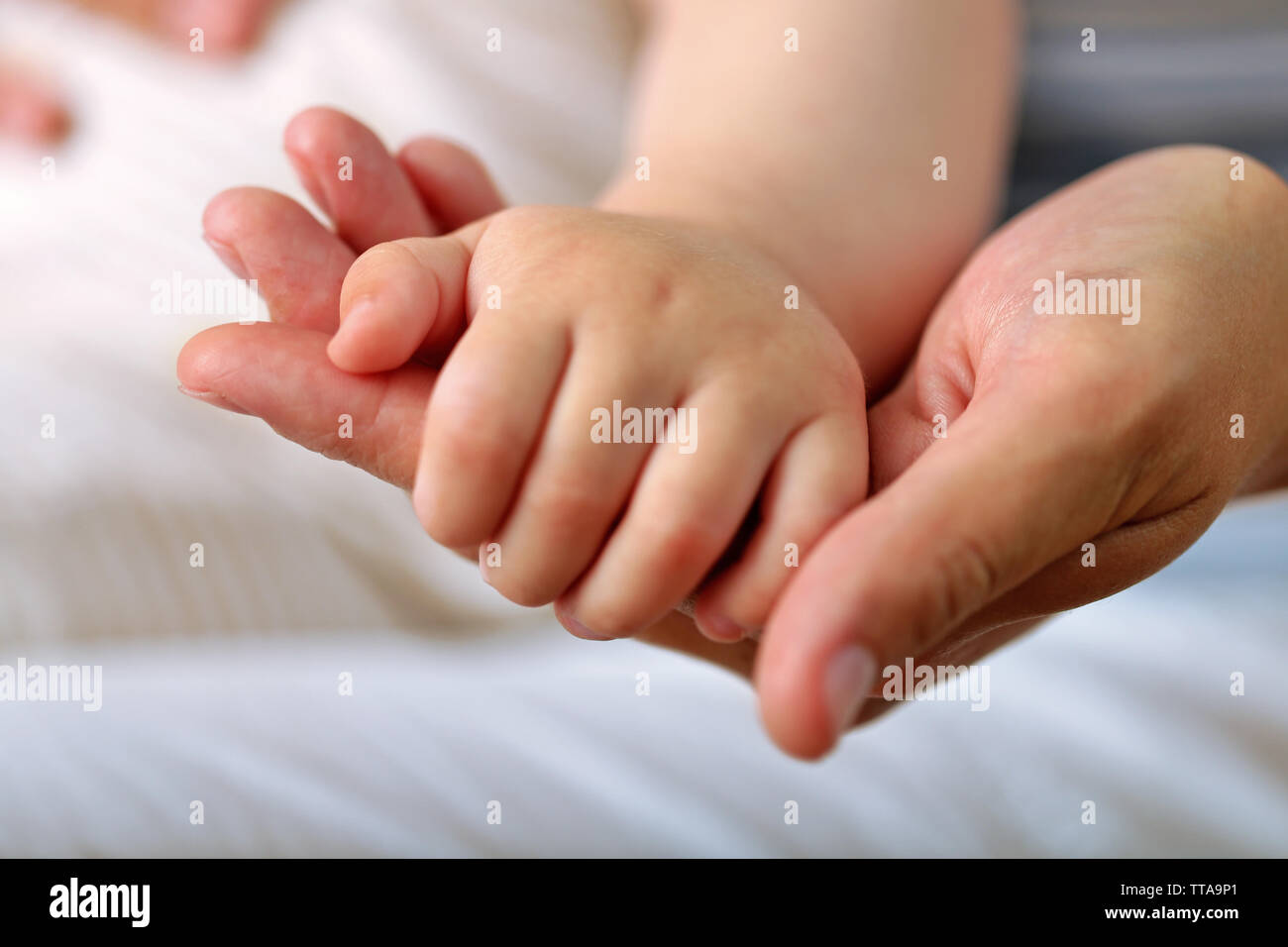 Adult and baby hands, closeup Stock Photo - Alamy