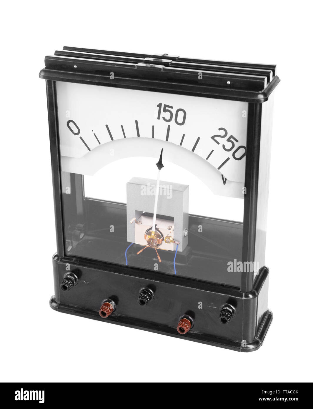 Vintage voltmeter isolated on white Stock Photo - Alamy