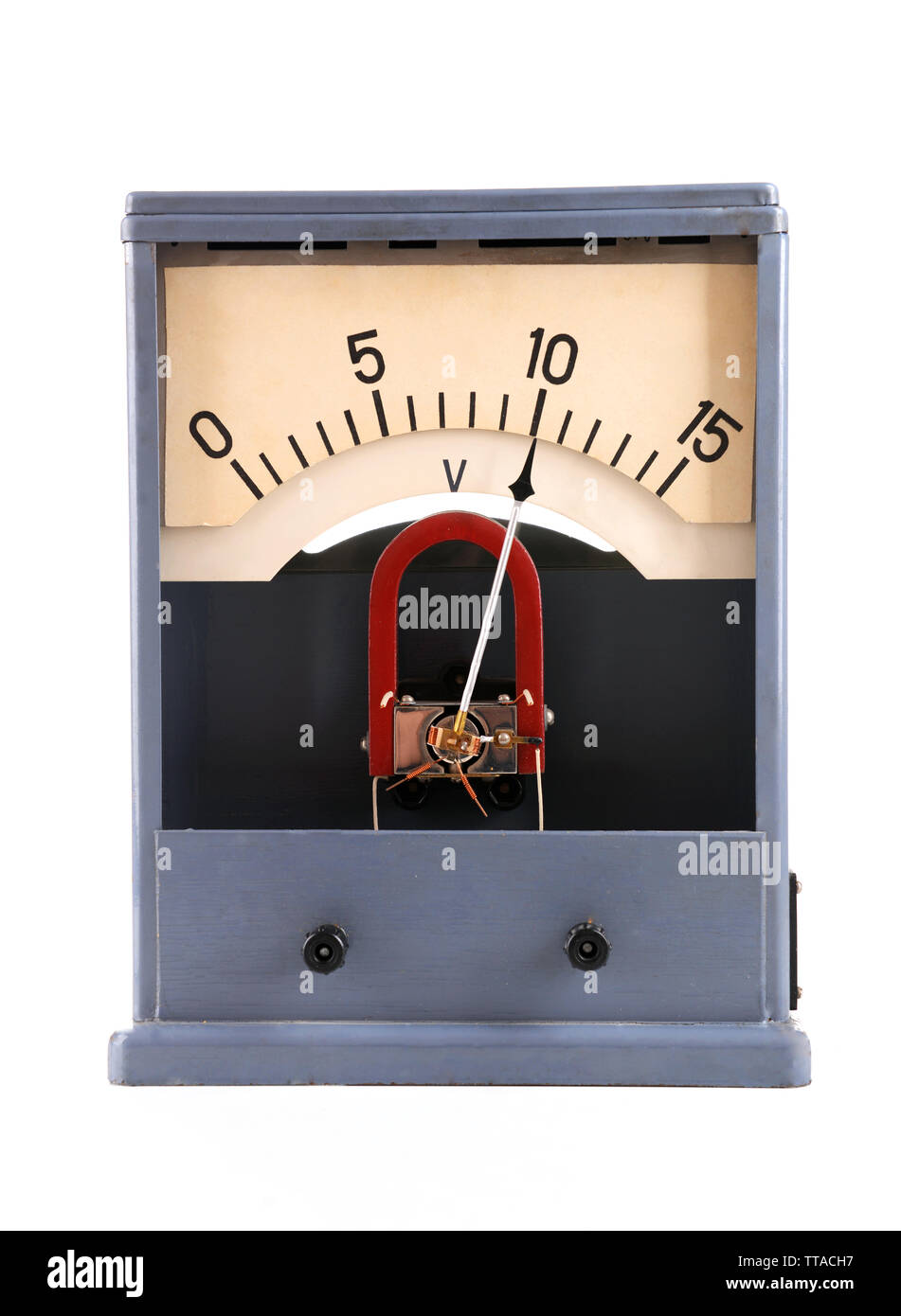 Vintage voltmeter isolated on white Stock Photo - Alamy