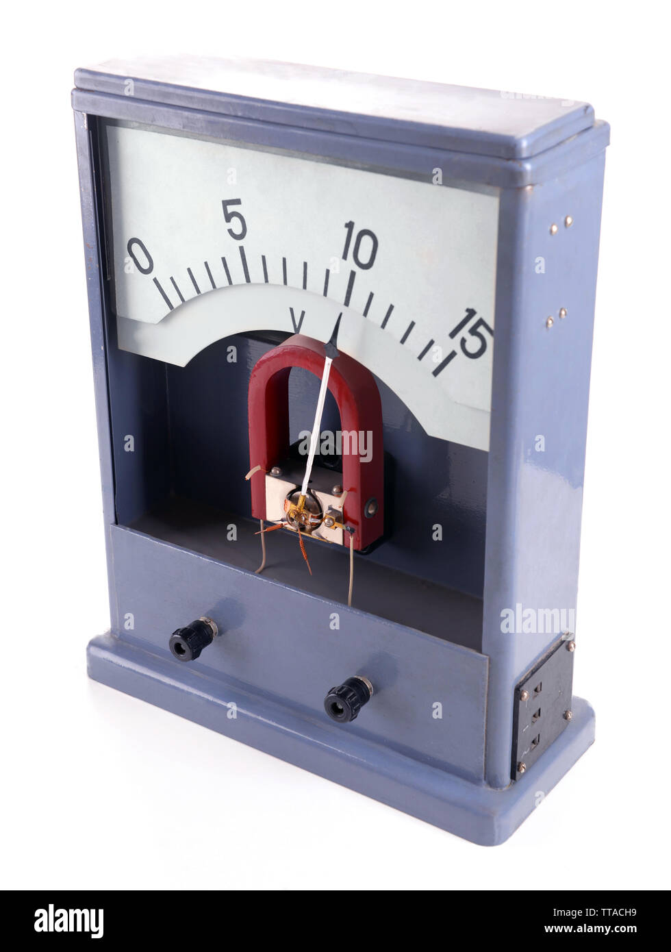 Vintage voltmeter isolated on white Stock Photo - Alamy