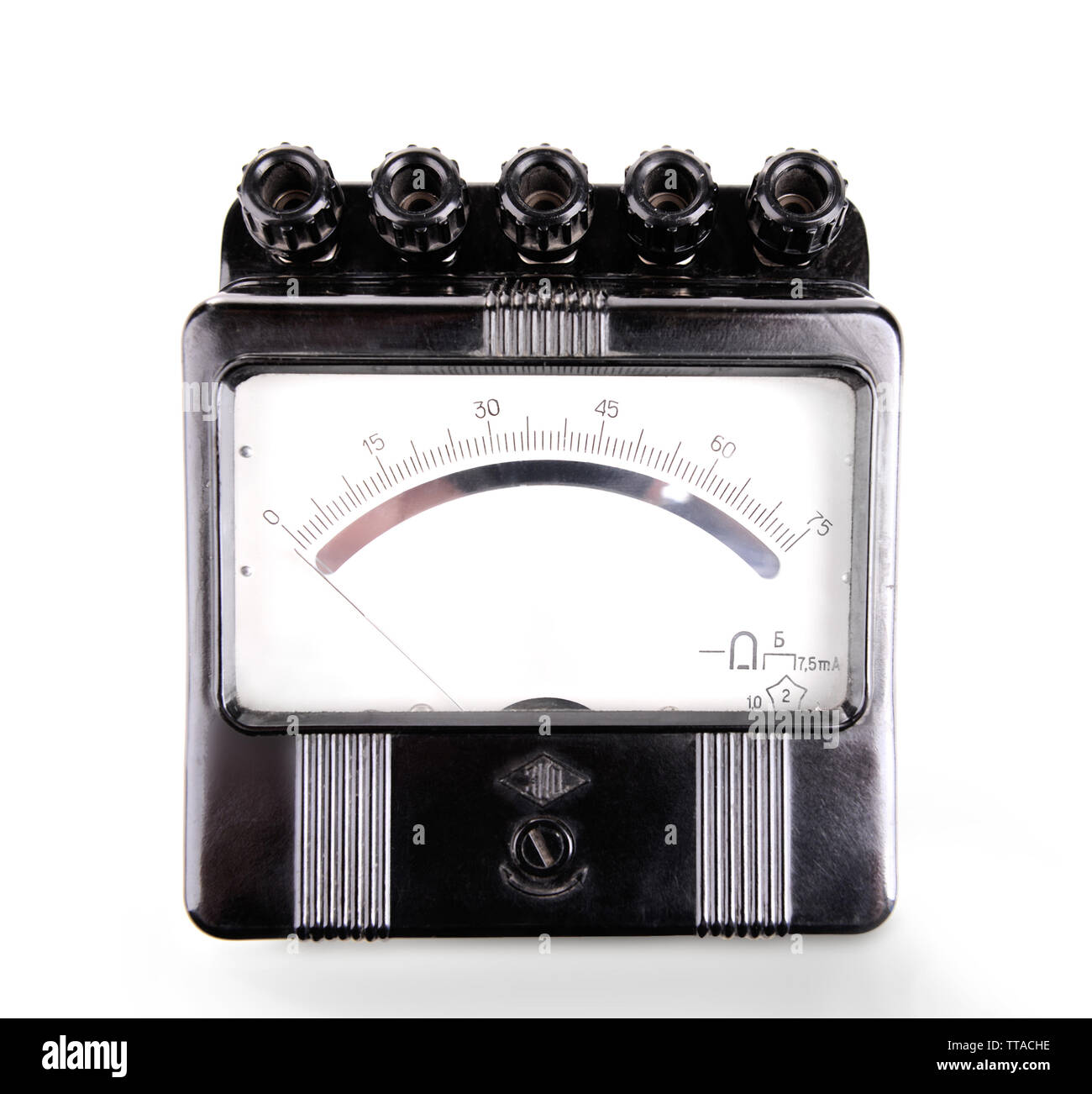 Vintage voltmeter isolated on white Stock Photo - Alamy