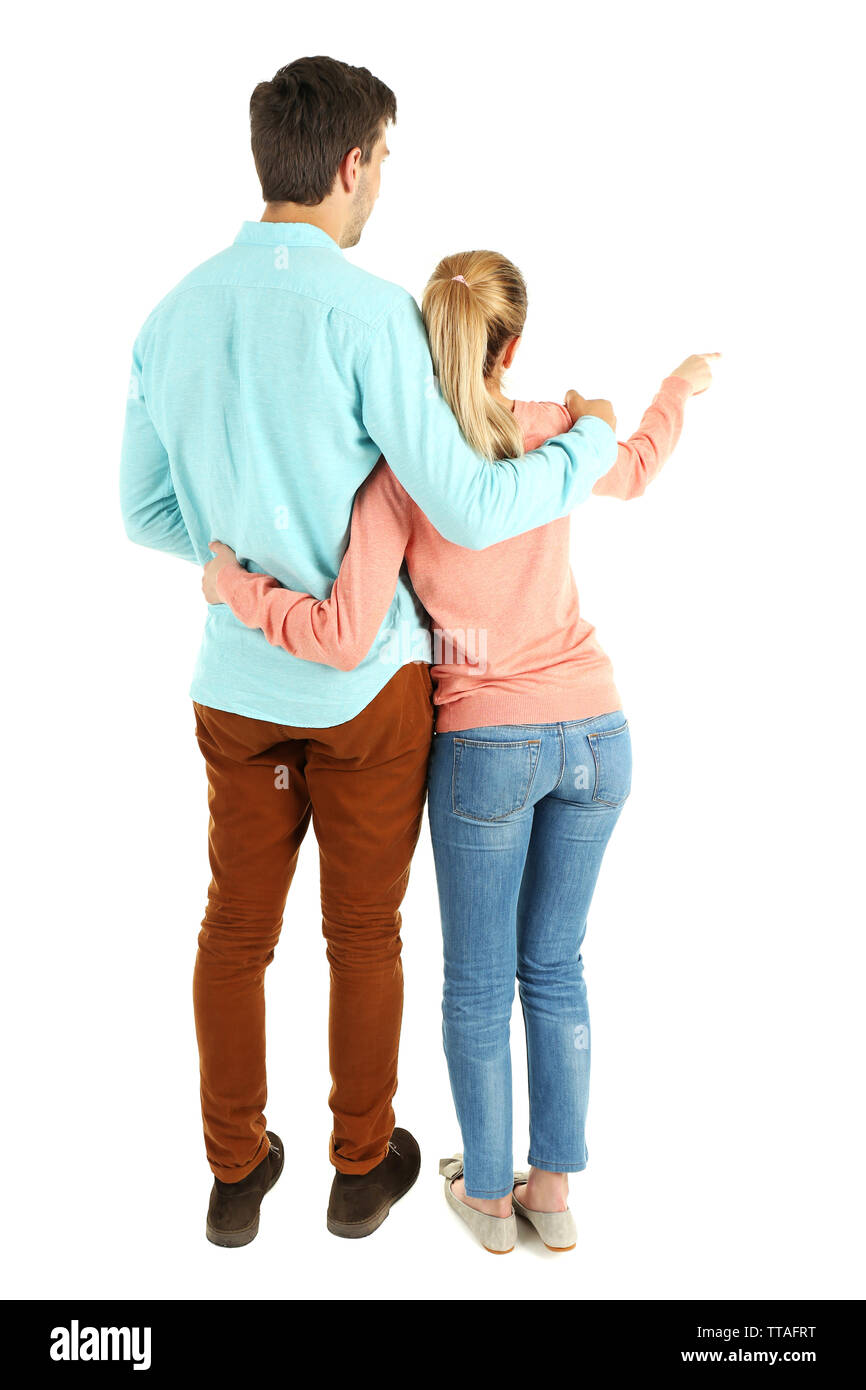 Back view of young couple isolated on white Stock Photo - Alamy