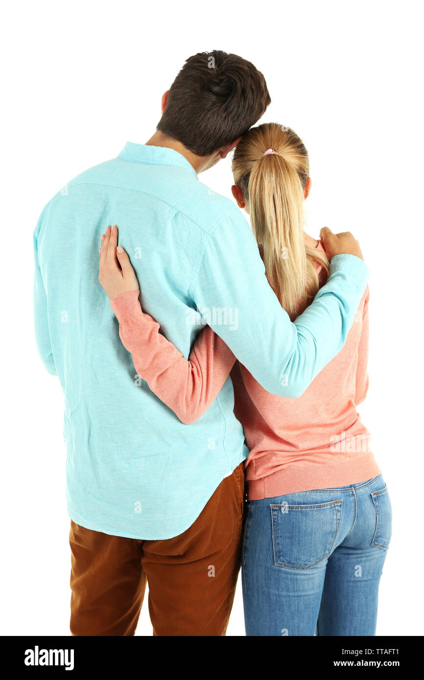 Back view of young couple isolated on white Stock Photo - Alamy