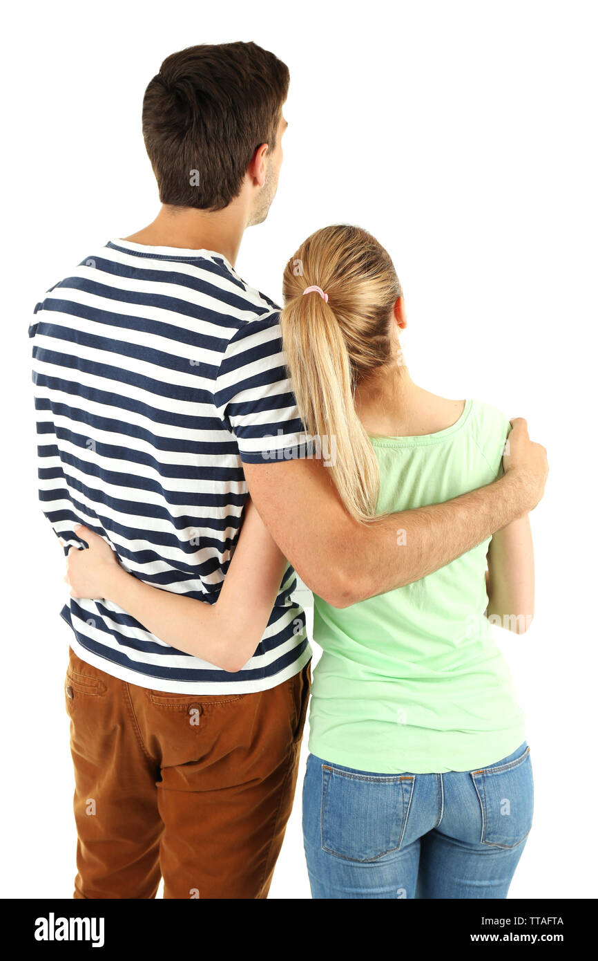 Back view of young couple isolated on white Stock Photo - Alamy