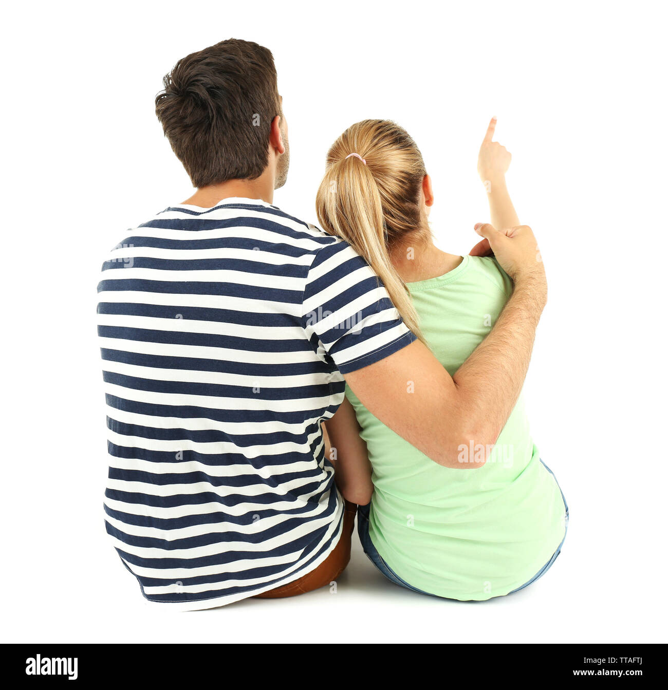 Back view of young couple isolated on white Stock Photo - Alamy