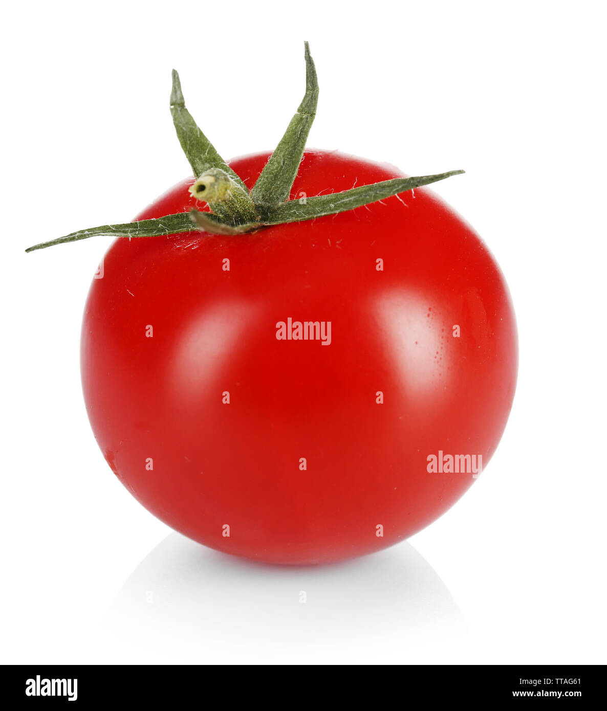 Single cherry tomato isolated on white Stock Photo - Alamy