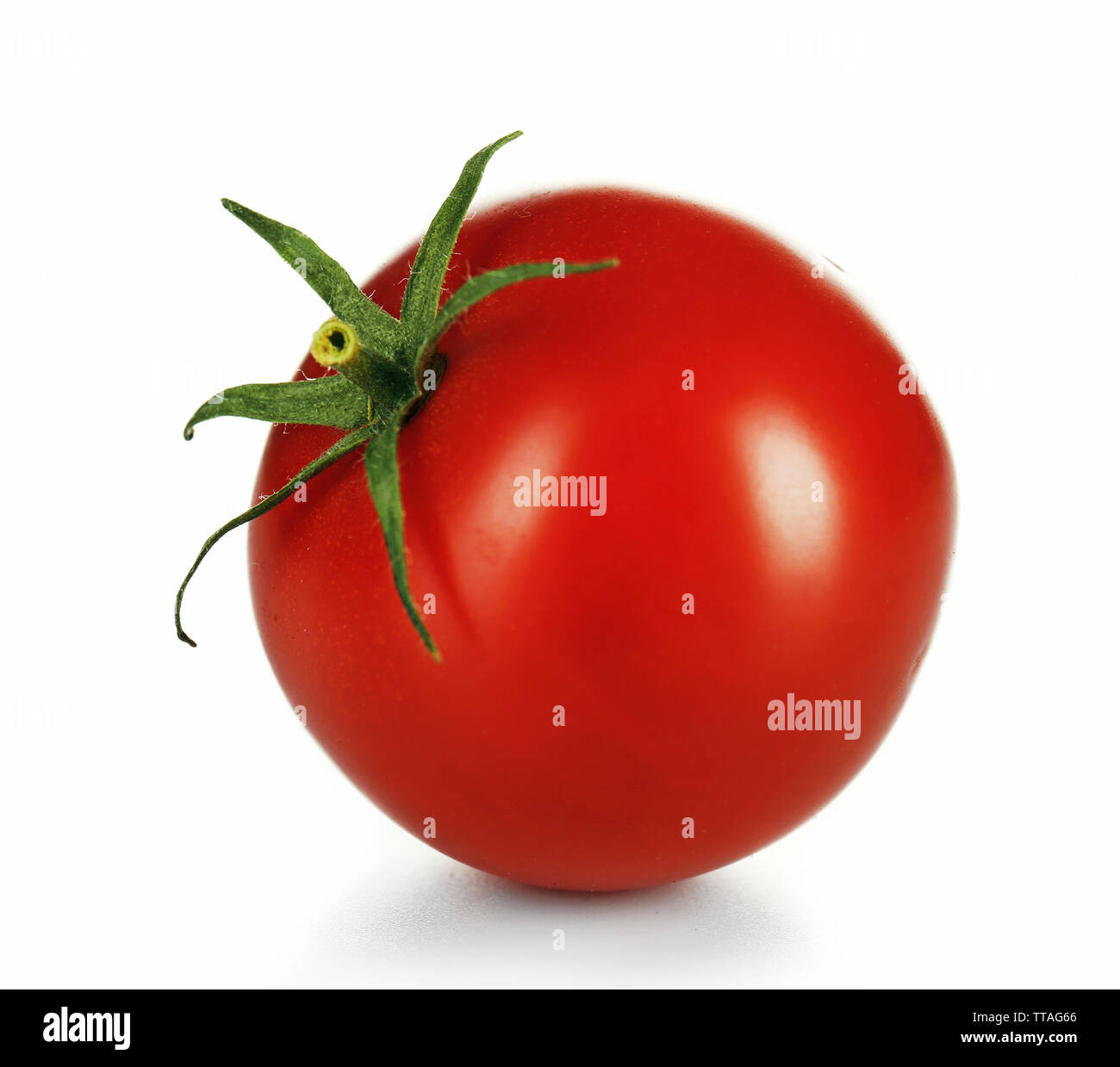 Single cherry tomato isolated on white Stock Photo - Alamy