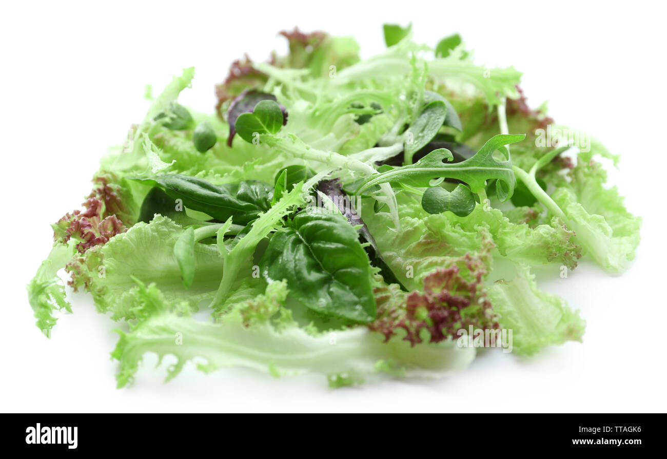 Fresh mixed green salad isolated on white Stock Photo - Alamy