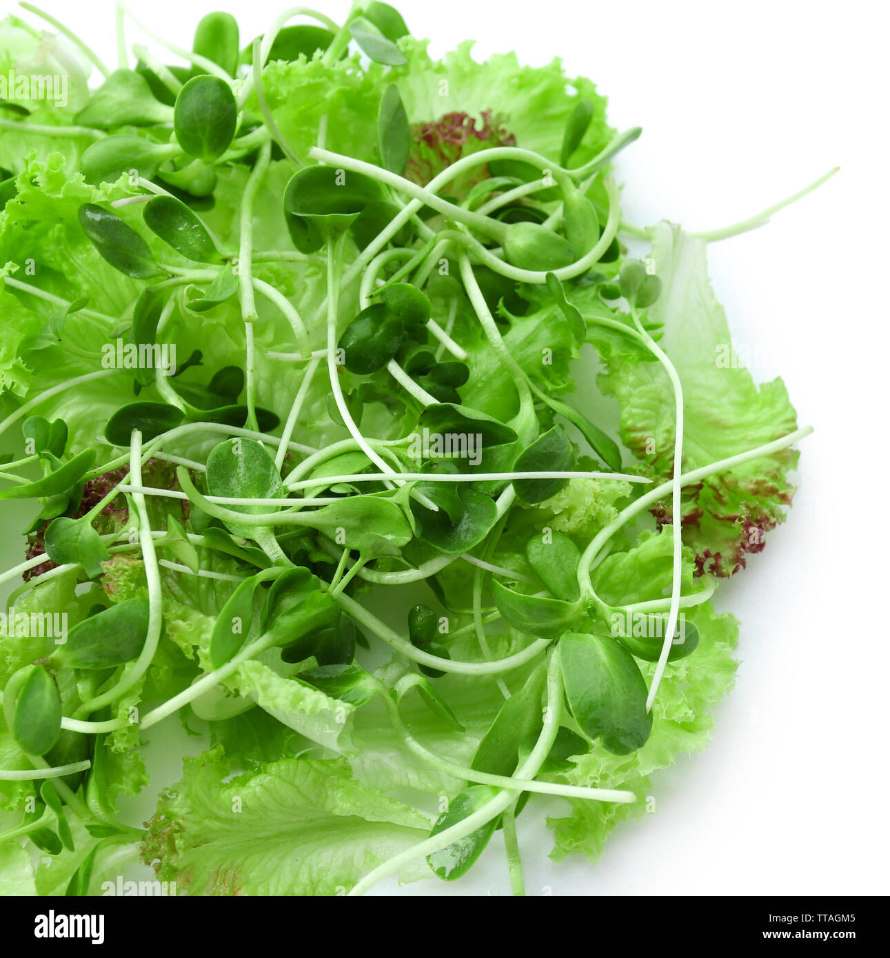 Fresh mixed green salad isolated on white Stock Photo - Alamy