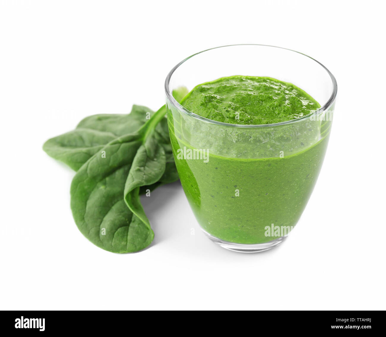 Glass of spinach juice isolated on white Stock Photo - Alamy