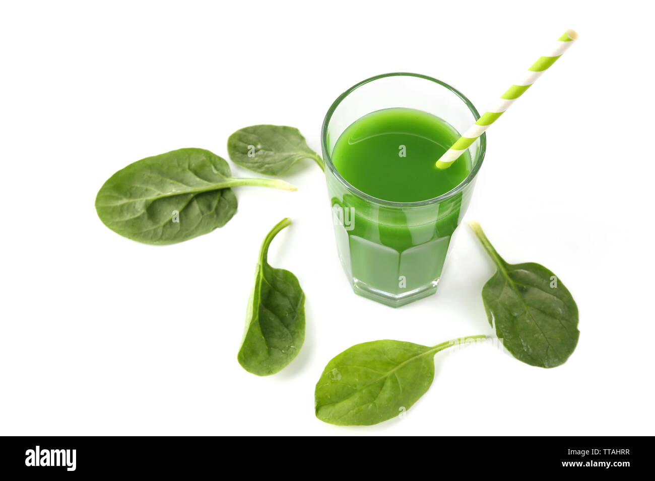 Glass of spinach juice isolated on white Stock Photo - Alamy