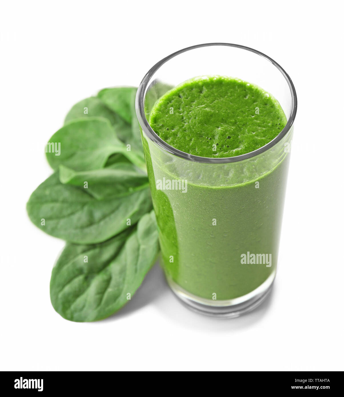 Glass of spinach juice isolated on white Stock Photo - Alamy