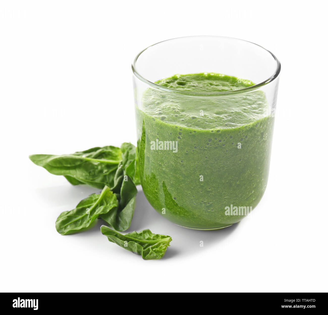 Glass of spinach juice isolated on white Stock Photo - Alamy
