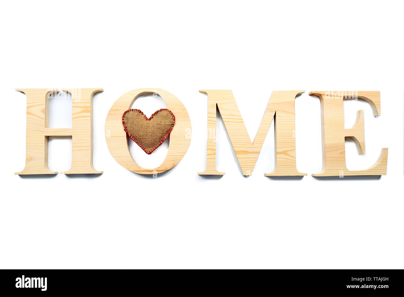 Decorative letters forming word HOME with heart isolated on white Stock ...
