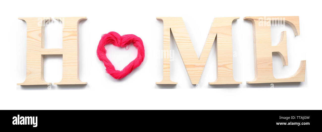 Decorative letters forming word HOME with heart isolated on white Stock ...