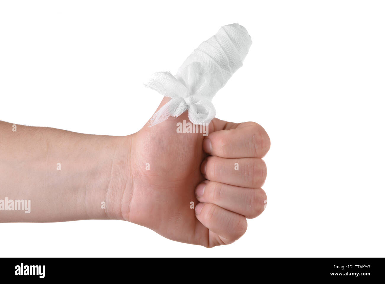 Injured bandaged finger isolated on white Stock Photo - Alamy