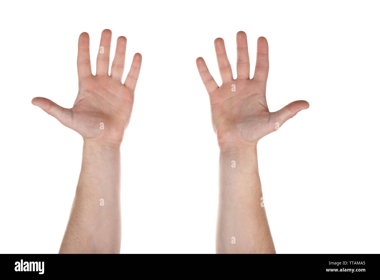 Male palm hands isolated on white Stock Photo - Alamy