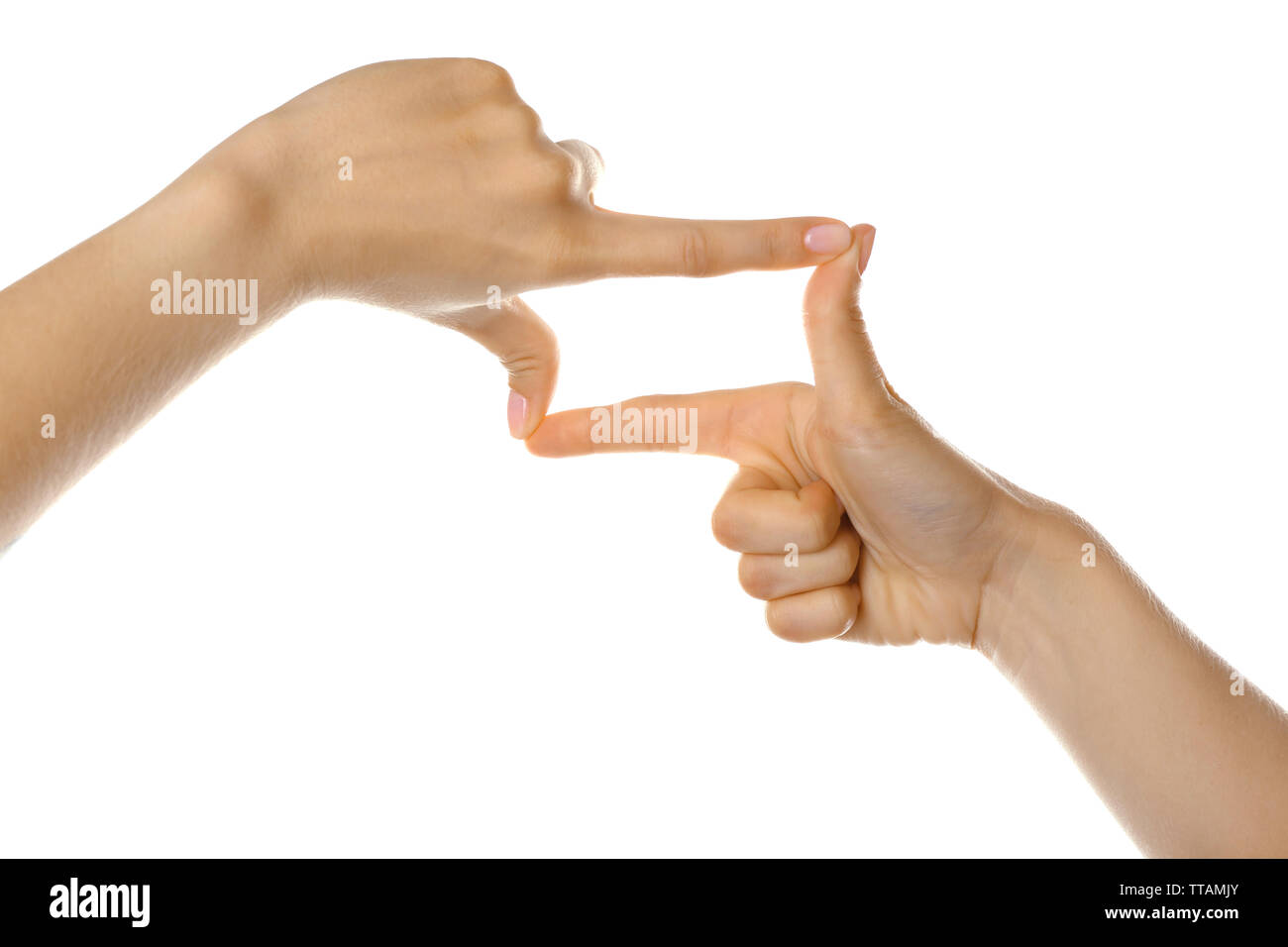 Finger frame isolated on white Stock Photo - Alamy