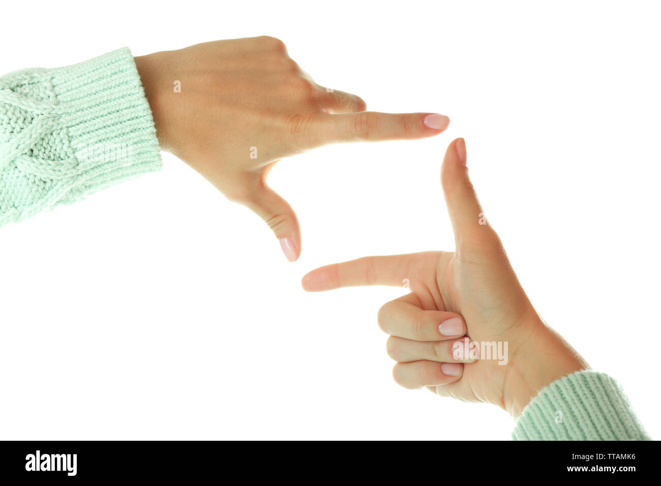 Finger frame isolated on white Stock Photo - Alamy