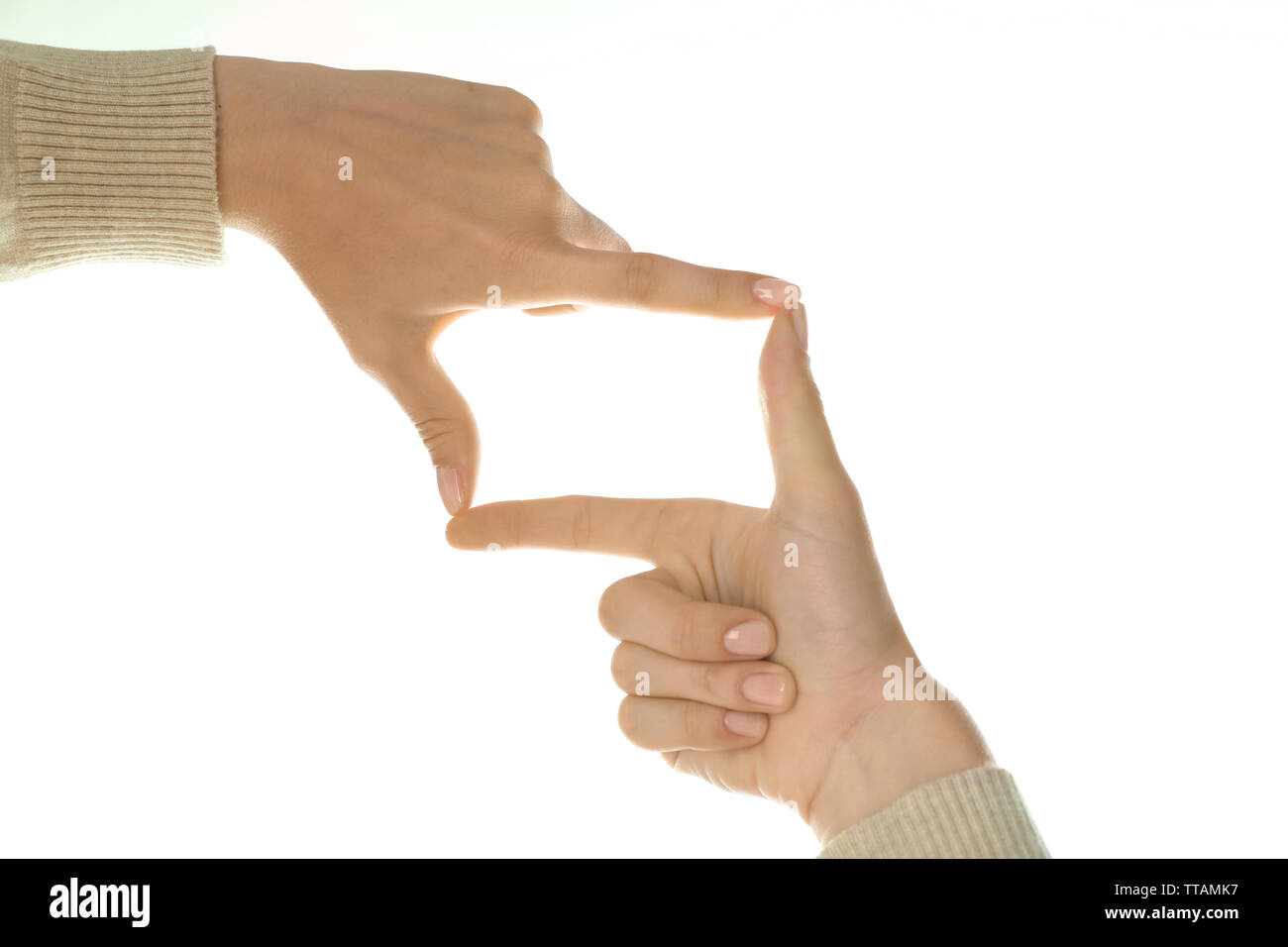 Finger frame isolated on white Stock Photo - Alamy