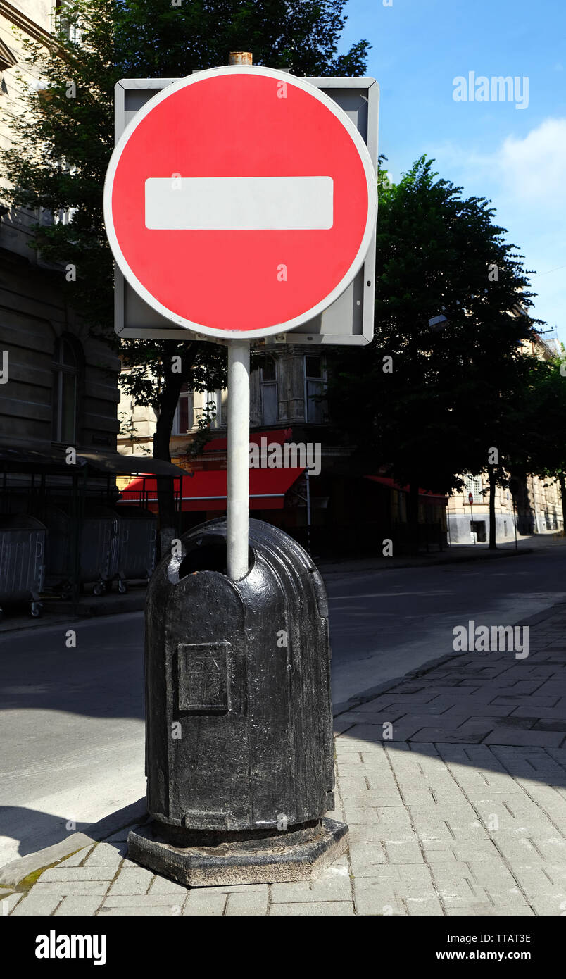 Sign STOP on city street Stock Photo - Alamy