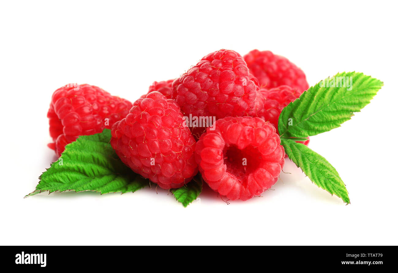 Fresh raspberries isolated on white Stock Photo - Alamy