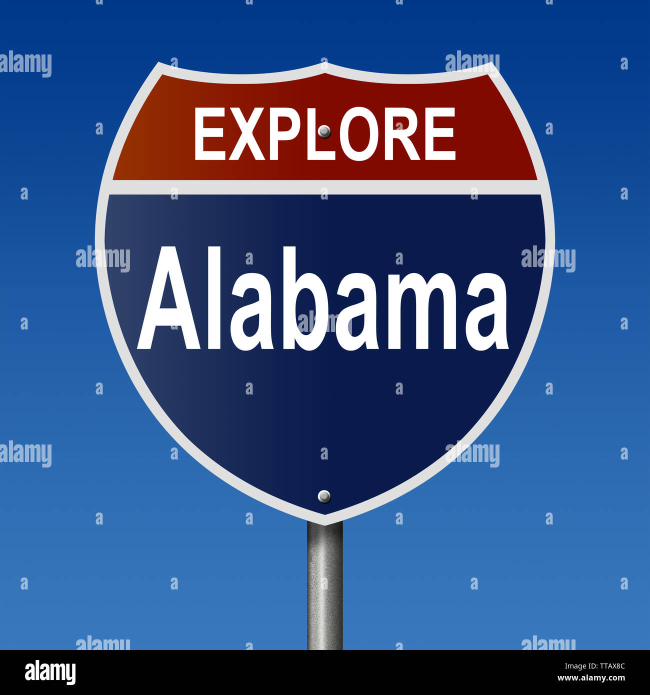 Explore Alabama highway sign Stock Photo - Alamy