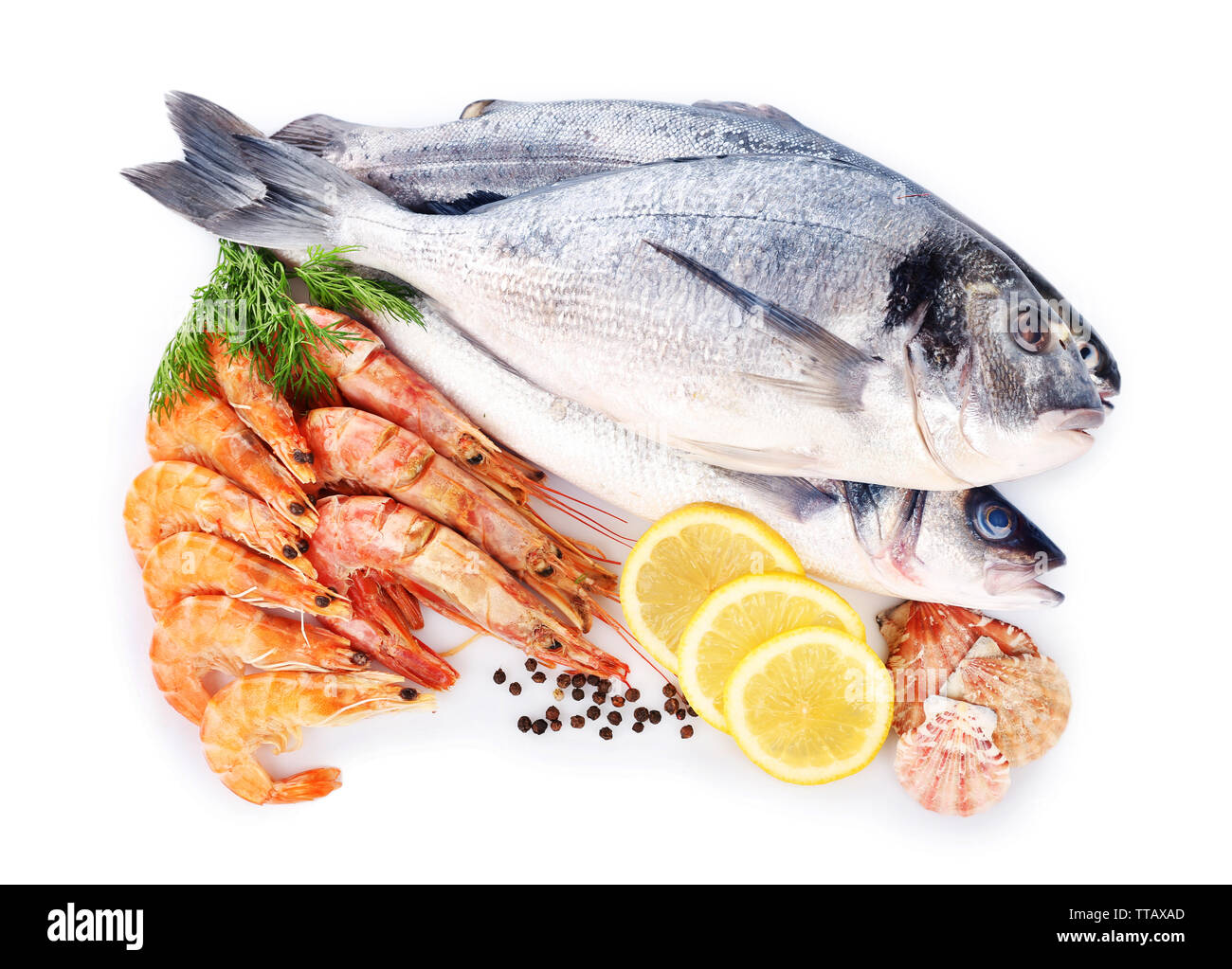 Seafood collection isolated on white Stock Photo - Alamy