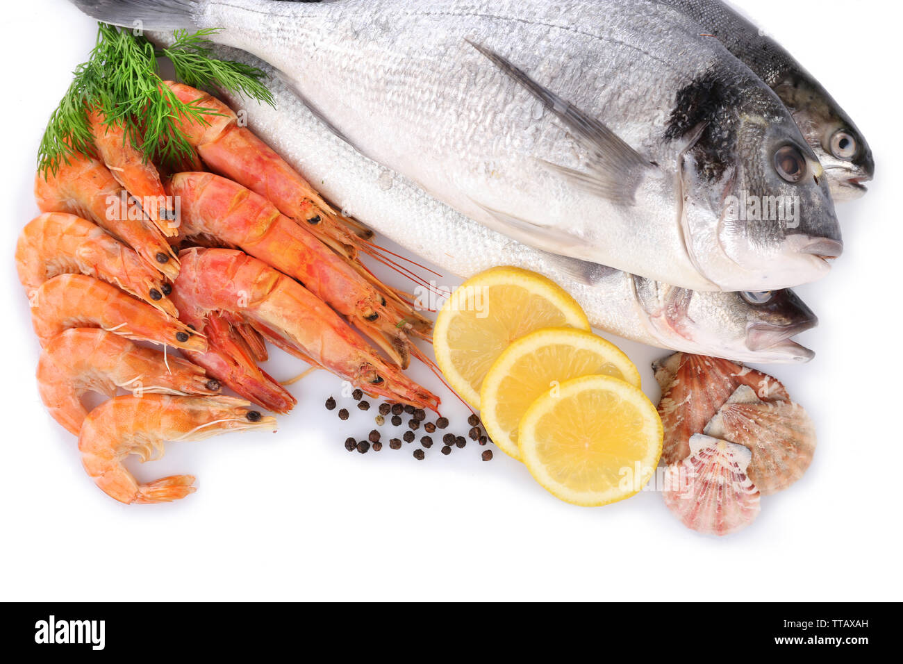 Seafood collection isolated on white Stock Photo - Alamy