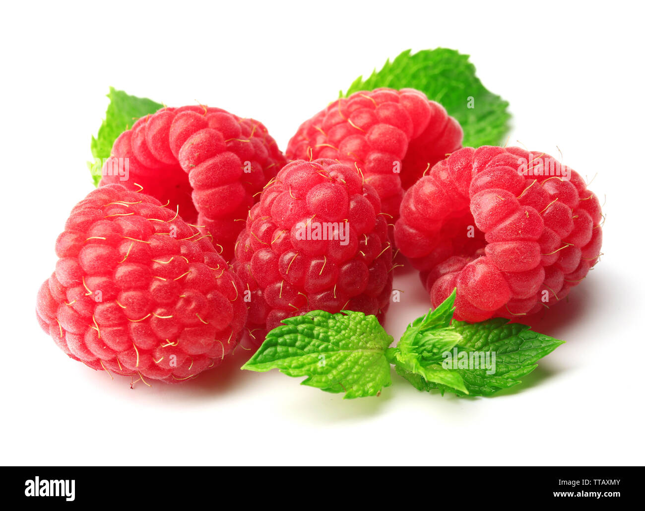 Fresh red raspberries isolated on white Stock Photo - Alamy