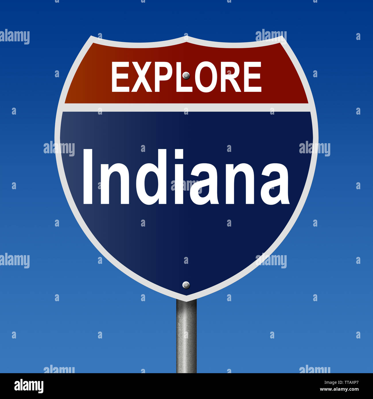 Explore Indiana highway sign Stock Photo - Alamy