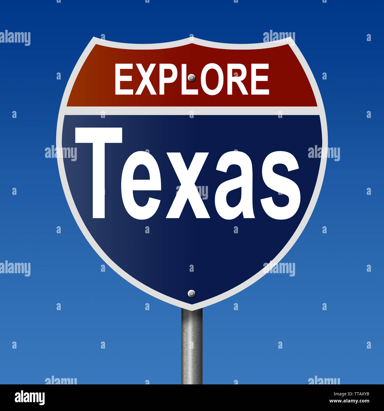 Explore Texas highway sign Stock Photo - Alamy