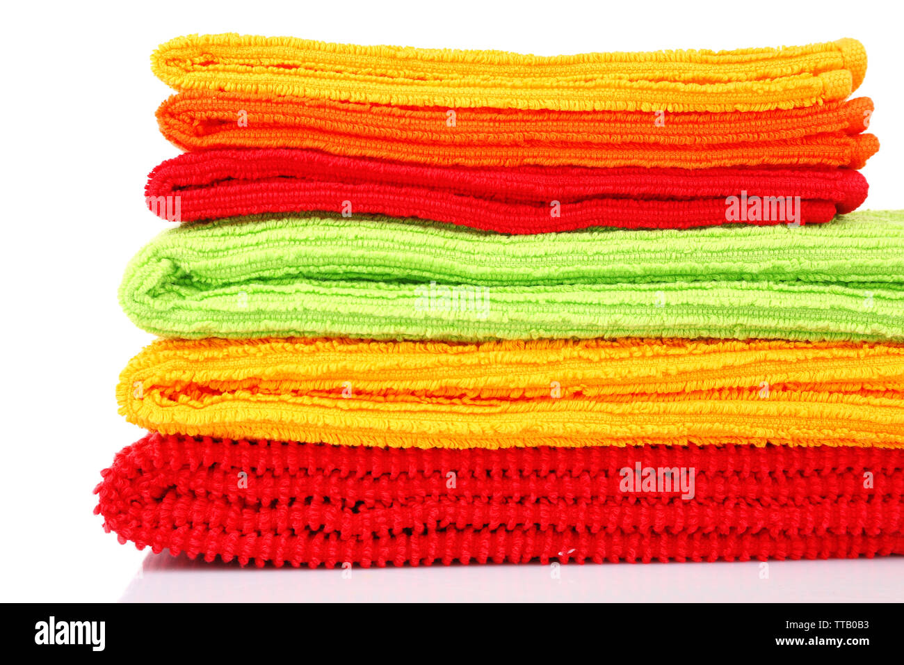 Colorful towels isolated on white Stock Photo - Alamy