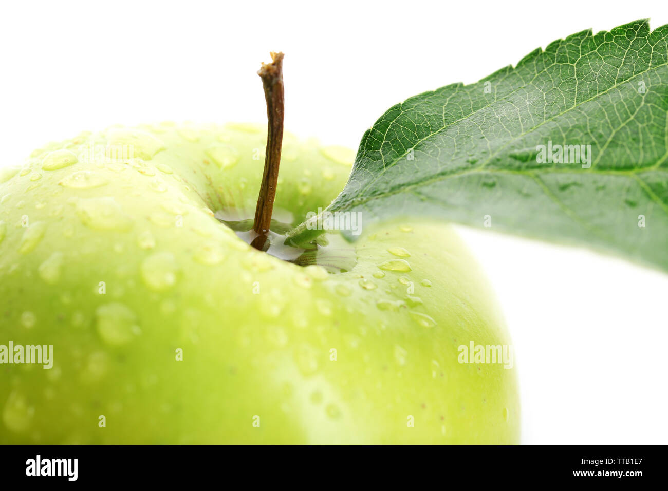 Ripe green apple close up Stock Photo - Alamy